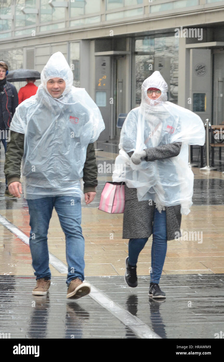 London, UK. 28th Feb, 2017. UK Weather. Rain on the South Bank of the ...