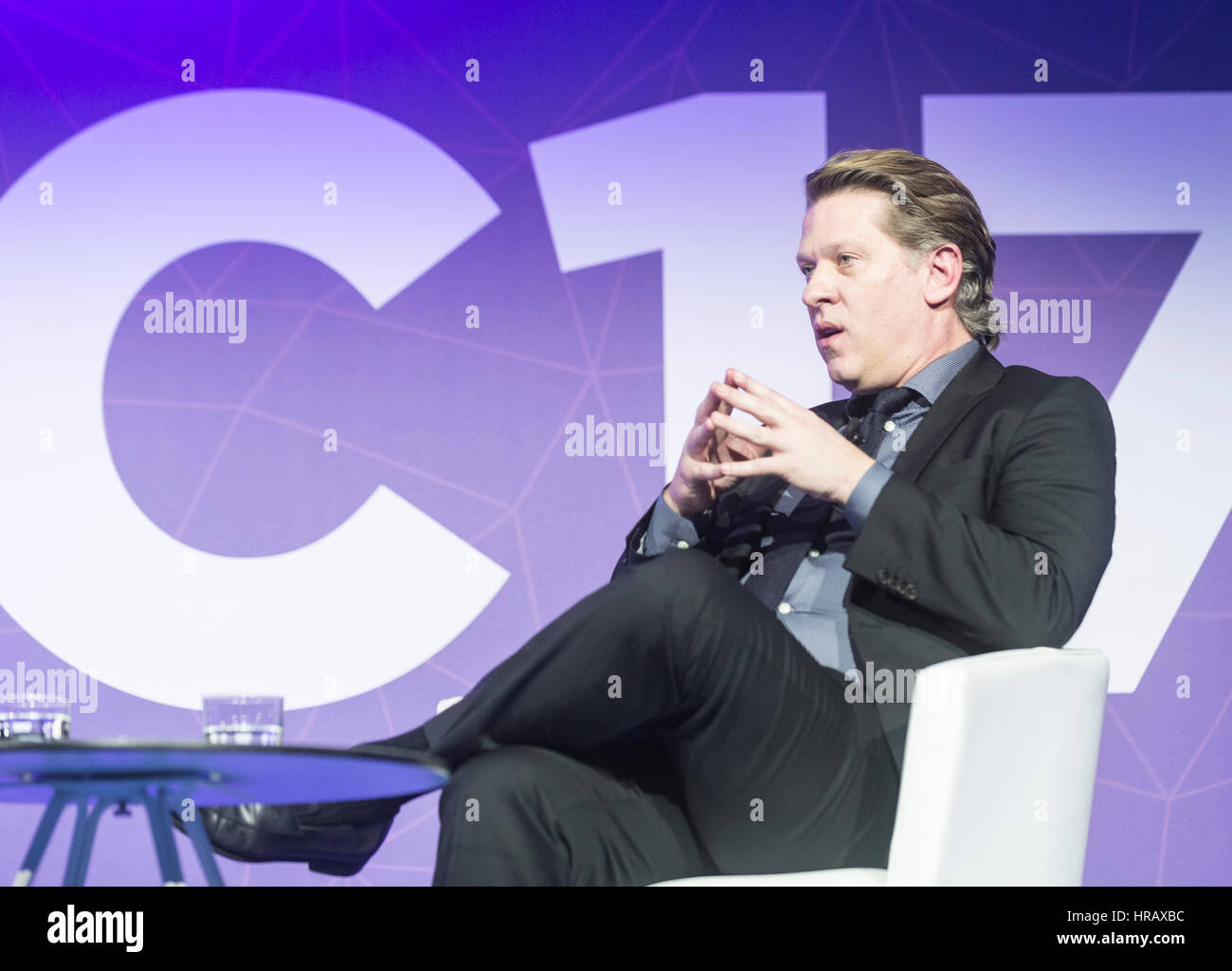 Barcelona, Spain. 28th Feb, 2017. Turner CEO John Martin speaking ...