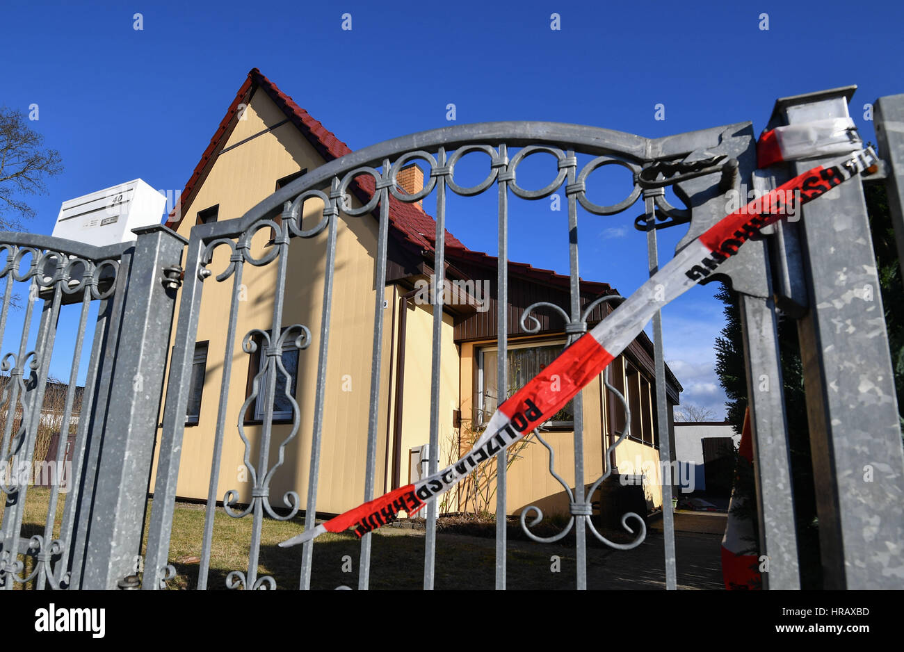 A police cordon blocks access to a house in Muellrose, Germany, 28 ...