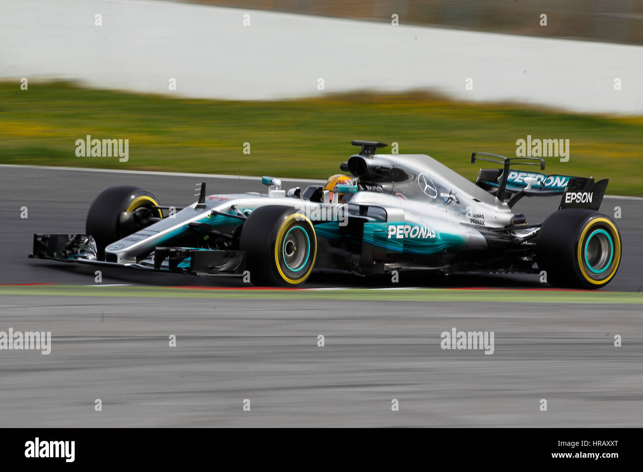 Barcelona, Spain. 28th Feb, 2017. Hamilton during the FORMULA ONE TEST ...