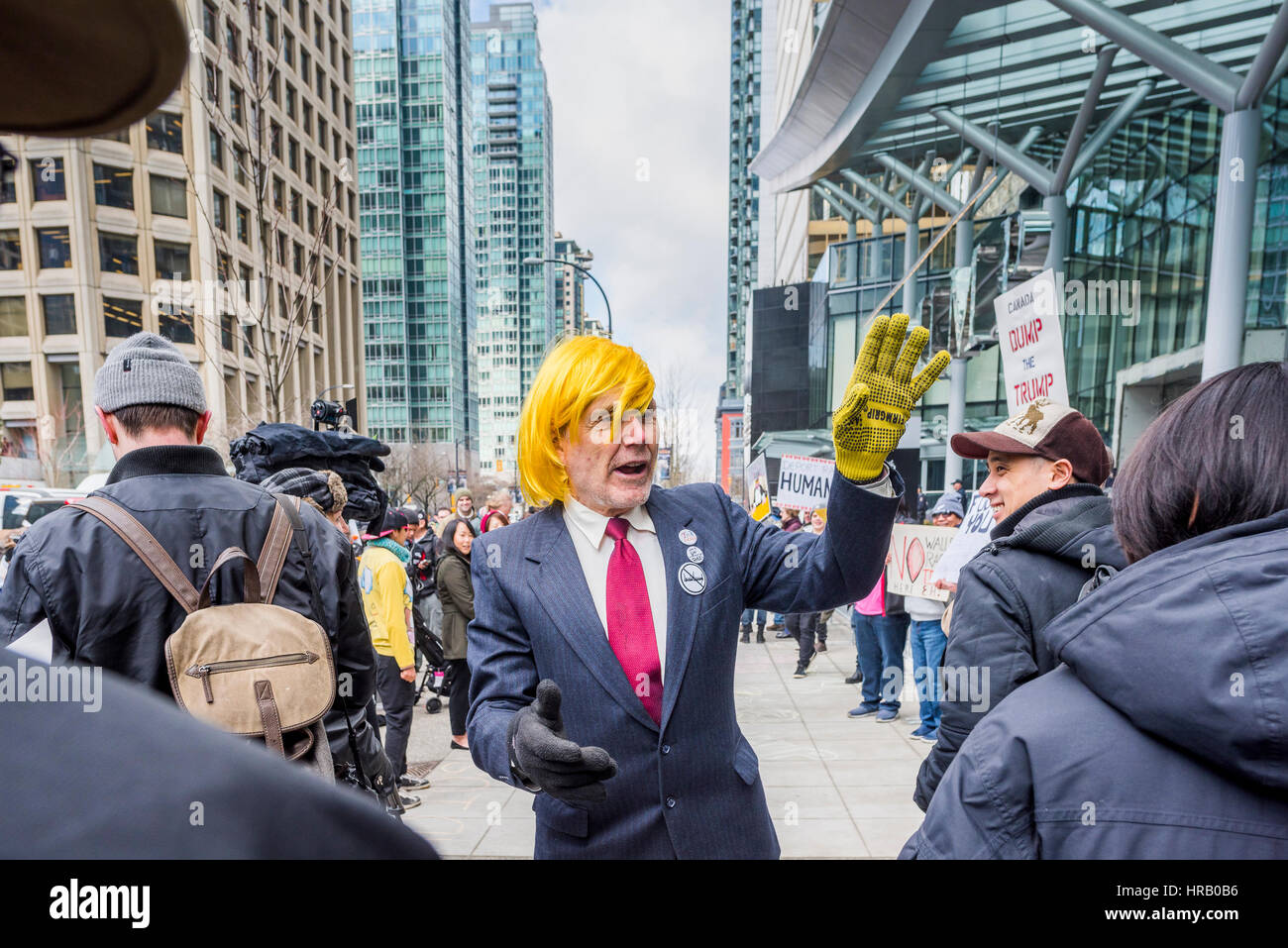 Vancouver, Canada. 28th Feb, 2017. Anti-Trump protestors. Trump Hotel ...
