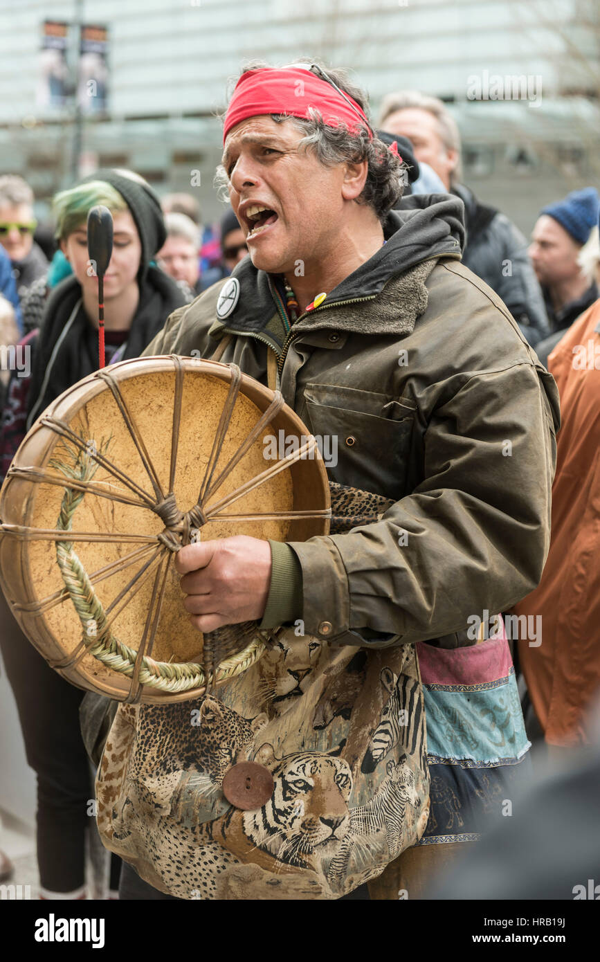 Vancouver, Canada. 28th Feb, 2017. Member of the Musqueam First Nations ...