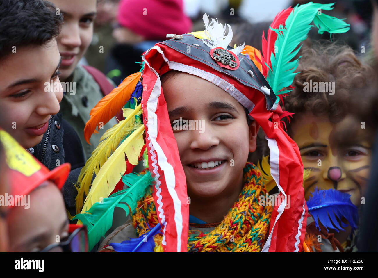Brussels, Belgium. 28th Feb, 2017. Children take part in a carnival for ...