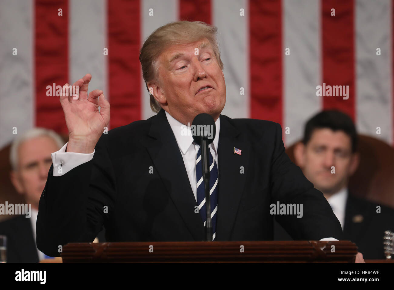 US President Donald J. Trump delivers his first address to a joint ...