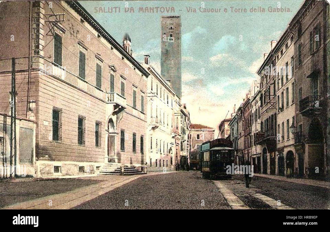 Saluti da Mantova - Via Cavour Stock Photo - Alamy