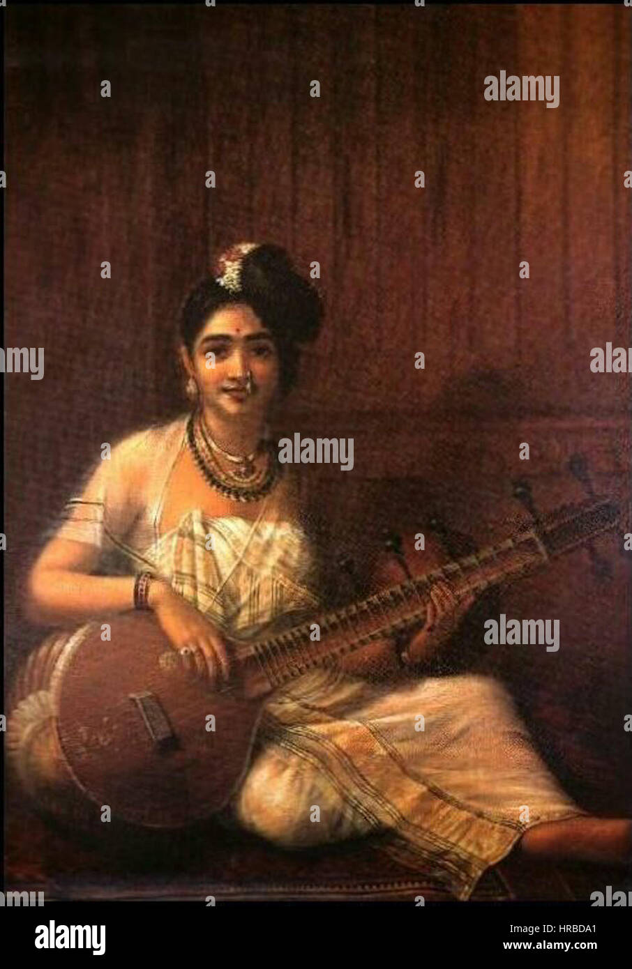 Raja Ravi Varma, Lady with Veena Stock Photo - Alamy