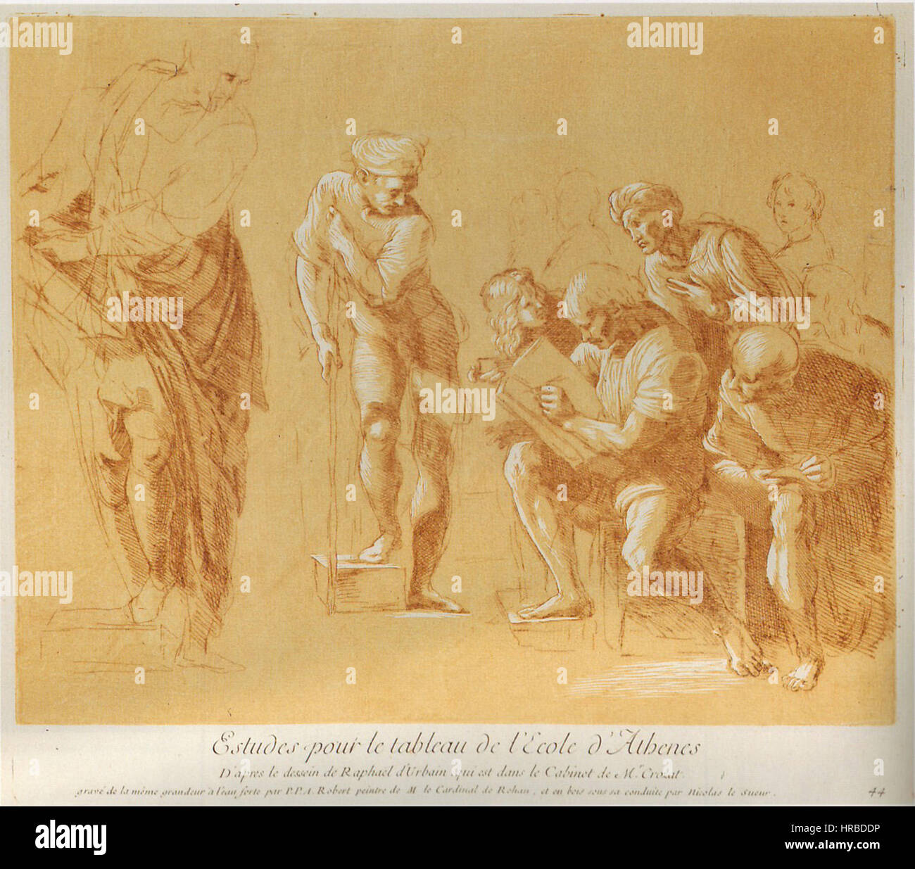 Raphael School of Athens study Robert woodcut c1729 Stock Photo - Alamy