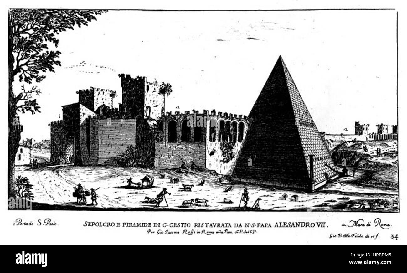 Roma.Porta San Paolo incisione Falda Stock Photo - Alamy