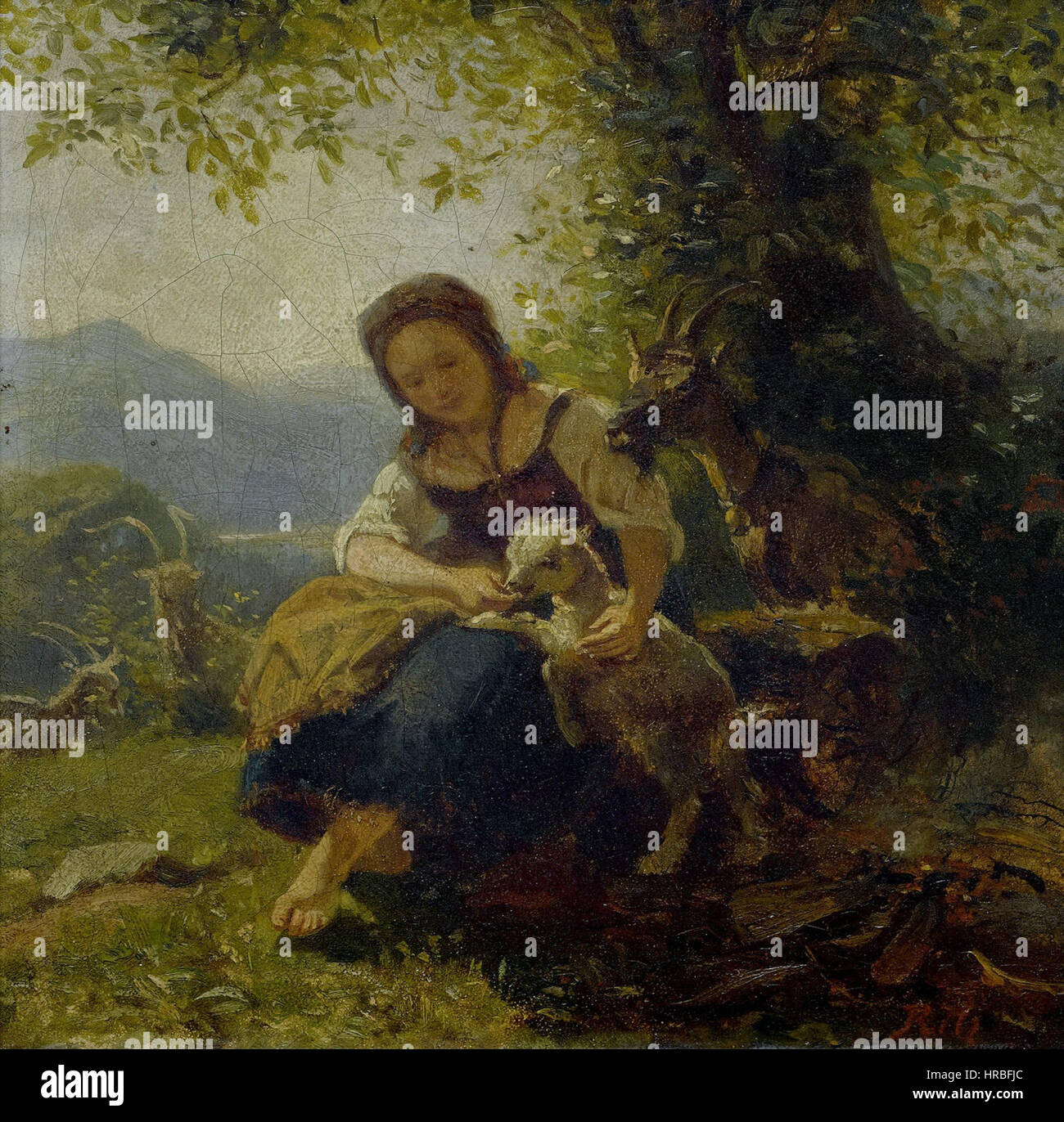 Raphael Ritz Rastende Magd mit einer Ziege Stock Photo - Alamy
