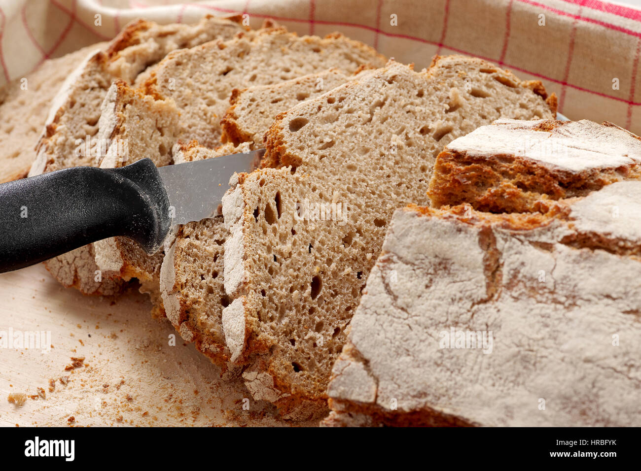 close up of traditional bread cut into slices Stock Photo - Alamy
