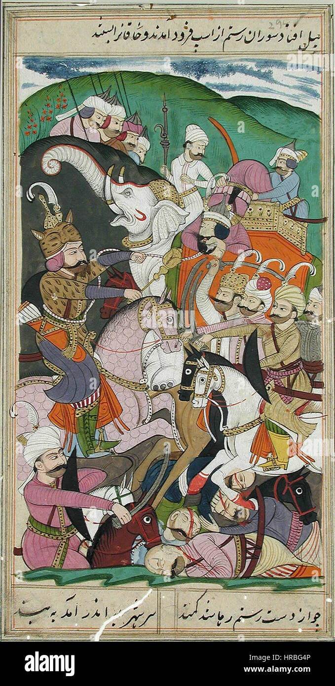 Rustam lassoes the Khaqan of China and drags him from his white ...