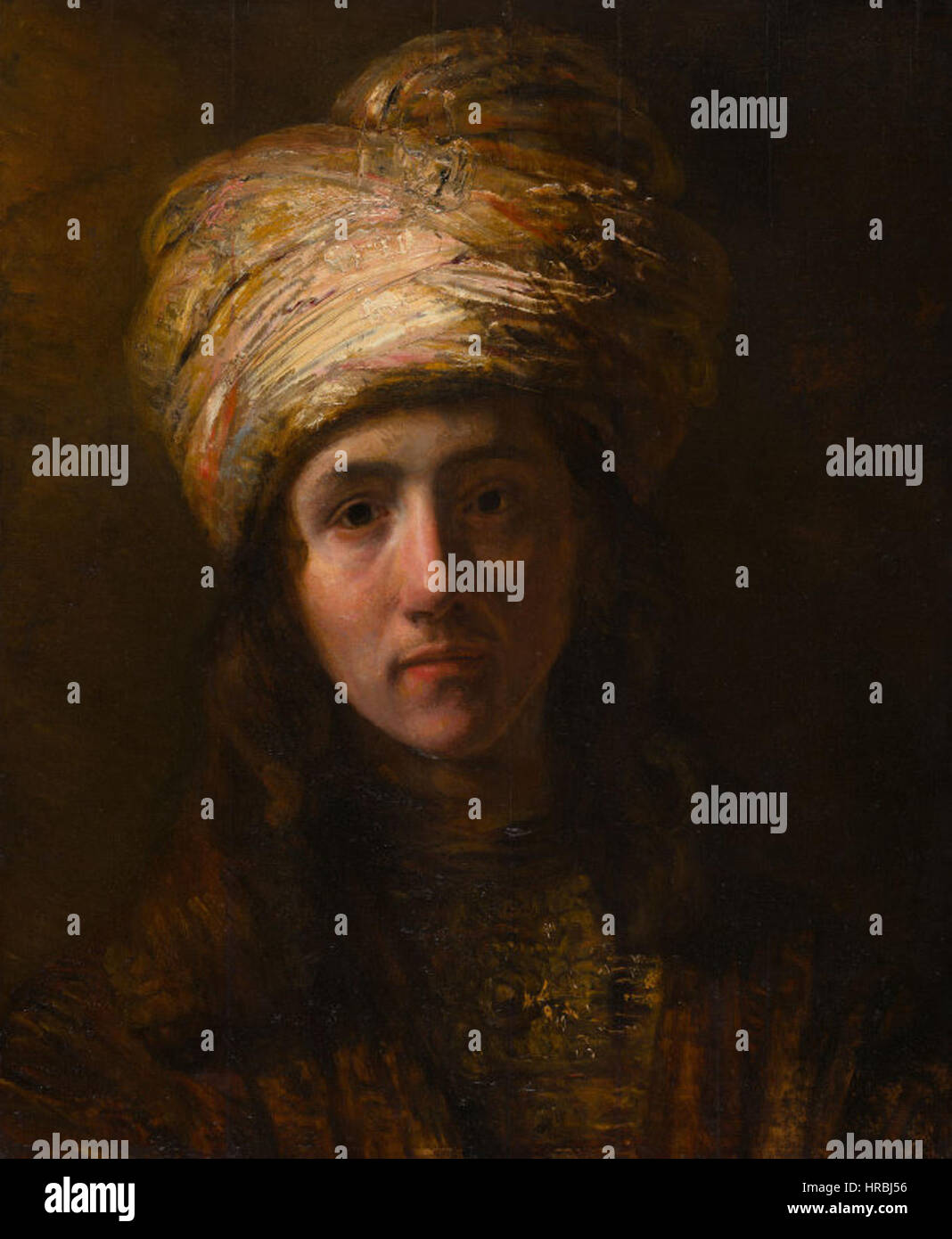 Rembrandt or Samuel Hoogstraten - Young Man in a Turban Stock Photo - Alamy