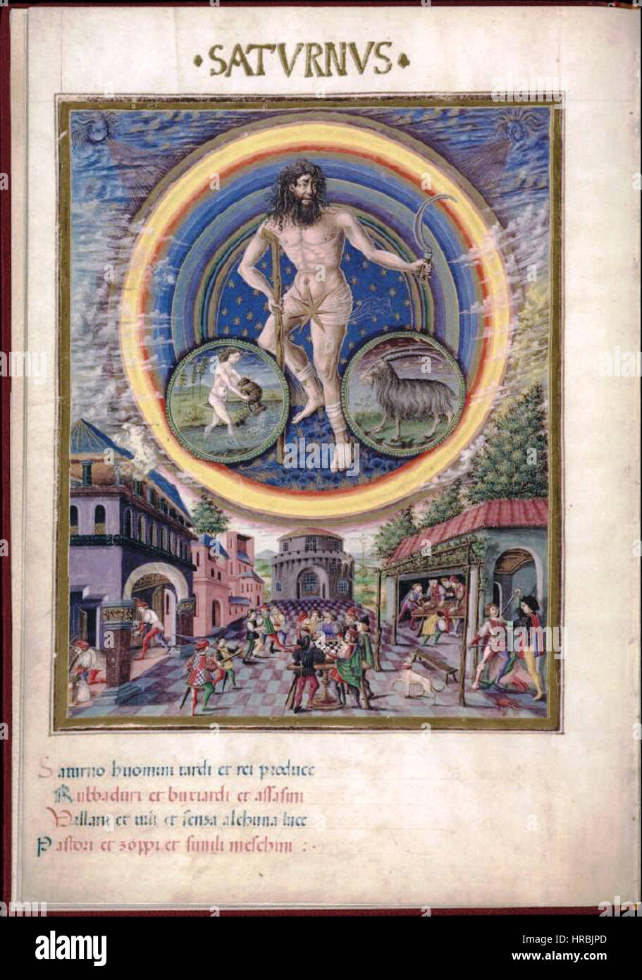 Saturnus - De Sphaera - Biblioteca Estense lat209 Stock Photo - Alamy