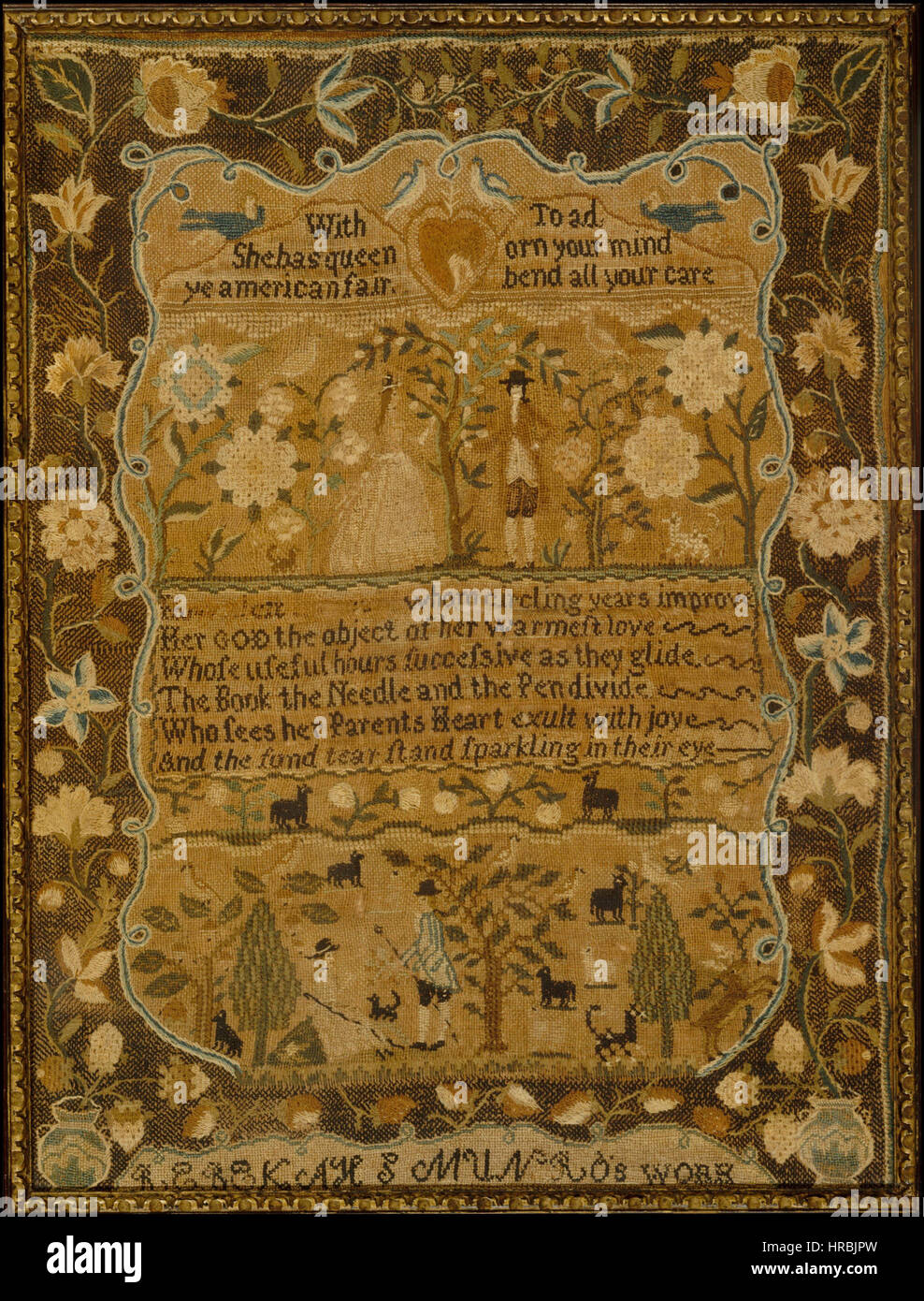 Rebekah S. Munro - Embroidered sampler - American - The Metropolitan ...