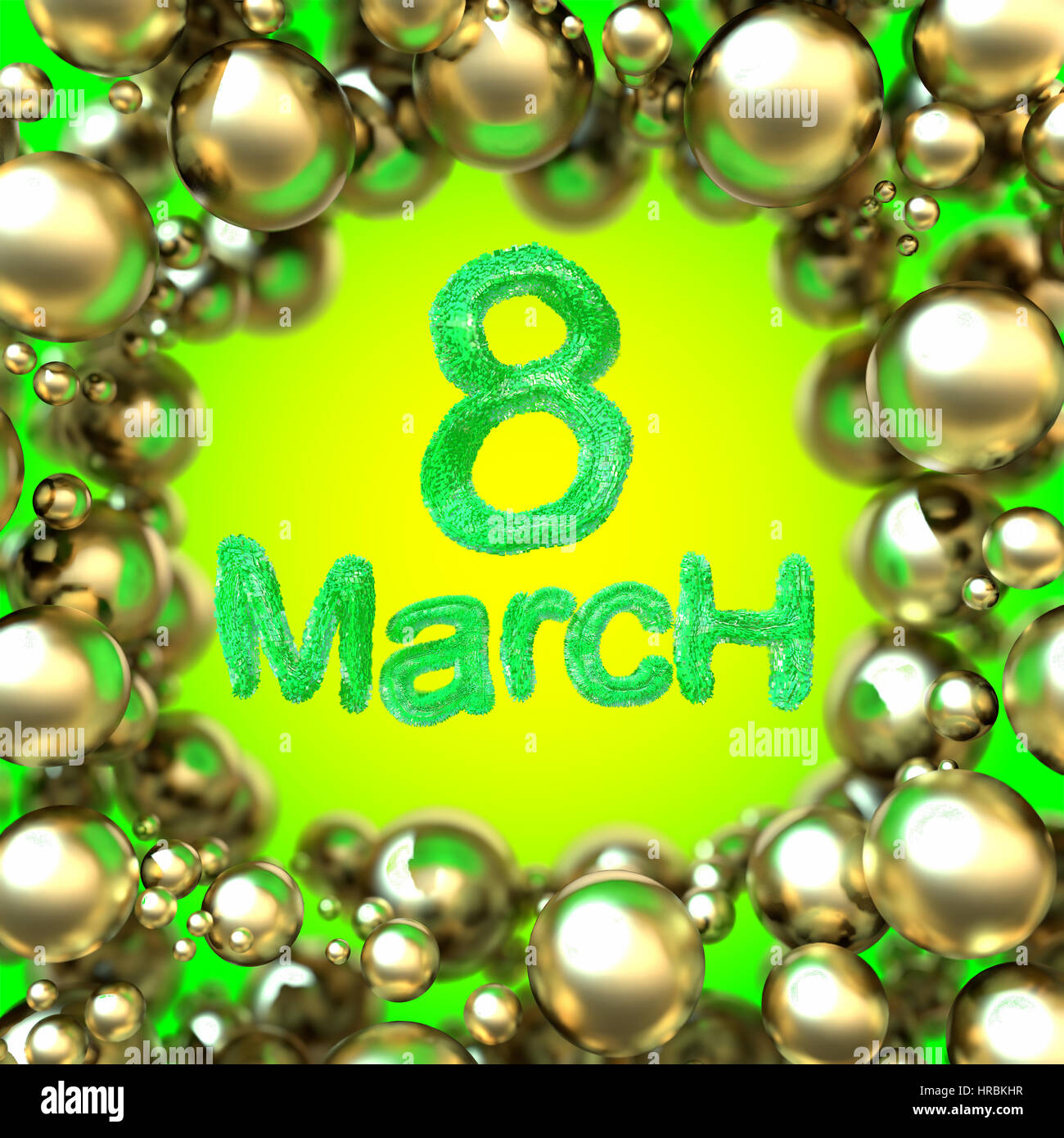 8 March symbol eight made of fur flying in the space and round by ...