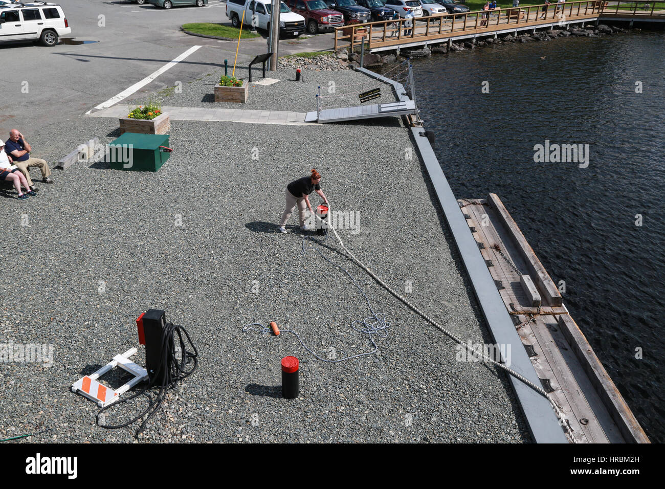 Line handler aids docking of the Century-old Motor Vessel Katahdin at ...