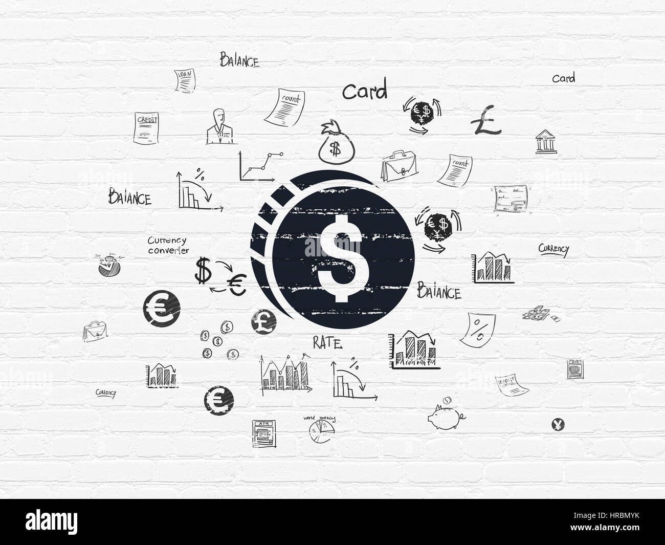 Money concept: Dollar Coin on wall background Stock Photo - Alamy
