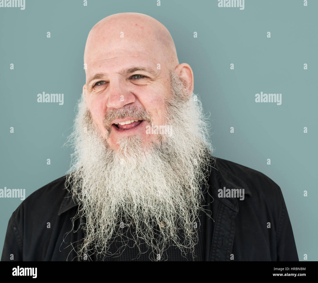 Men Adult Long Beard Bald Head Smile Stock Photo - Alamy
