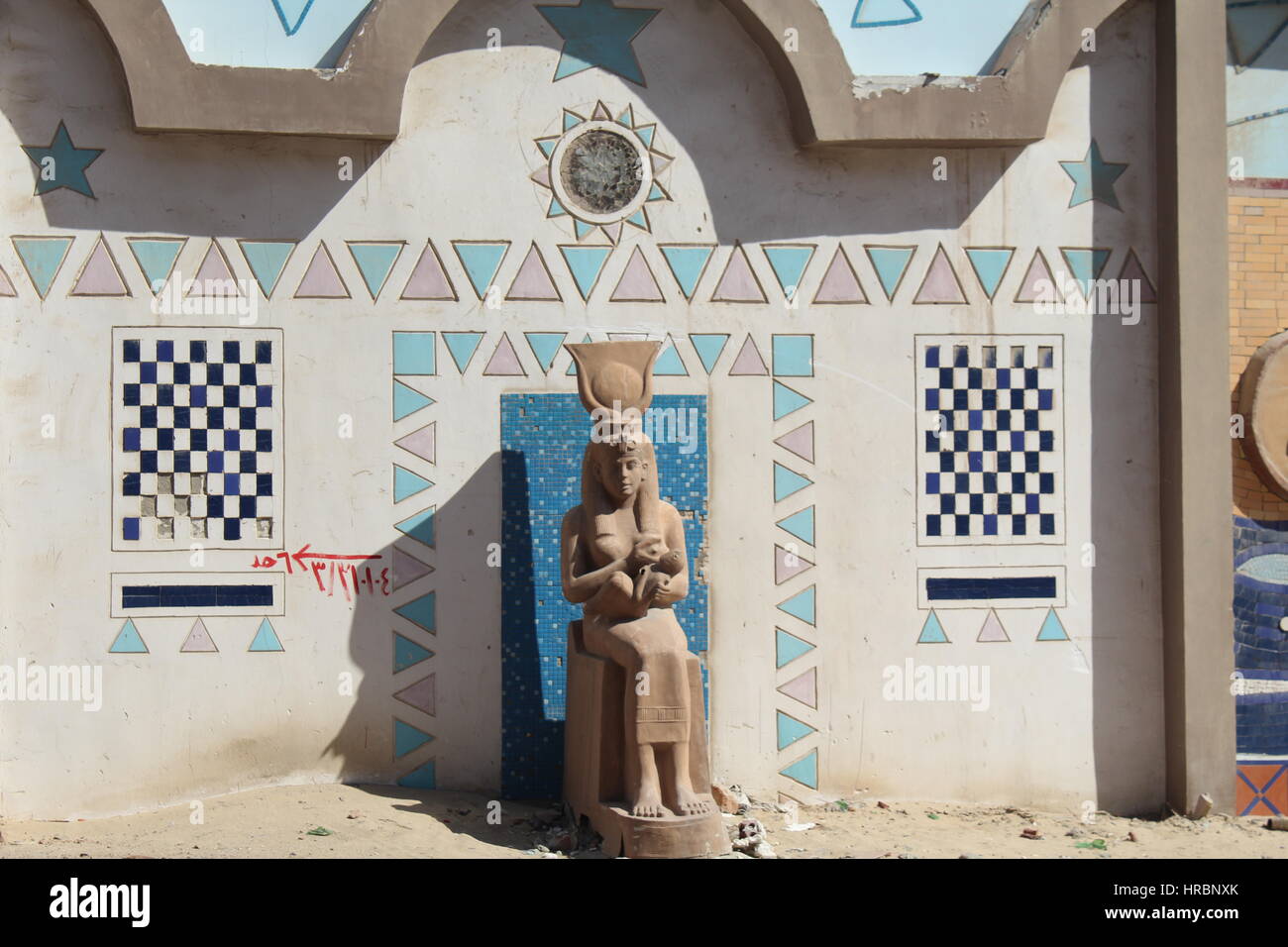 Egypt, Hurghada city on Red Sea; Faces of Egypt; Colorful Wall painting ...