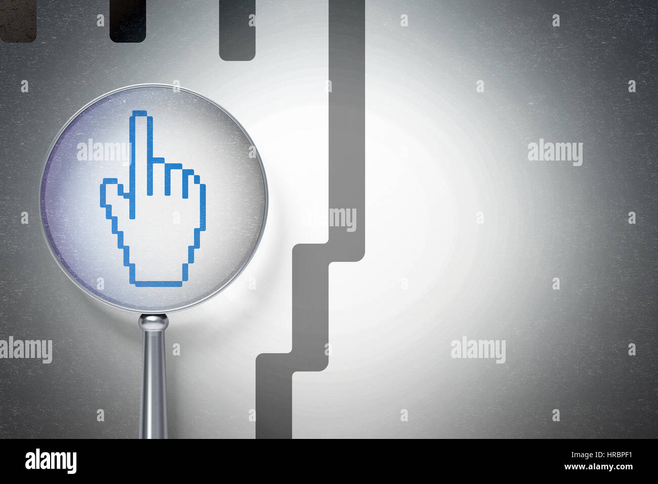 Web design concept: Mouse Cursor with optical glass on digital background Stock Photo - Alamy