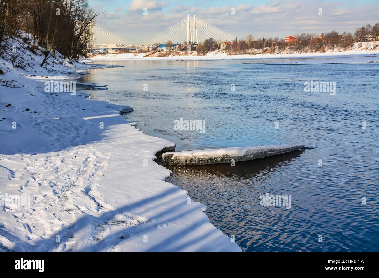 The reflection of the sky in cold water Stock Photo - Alamy