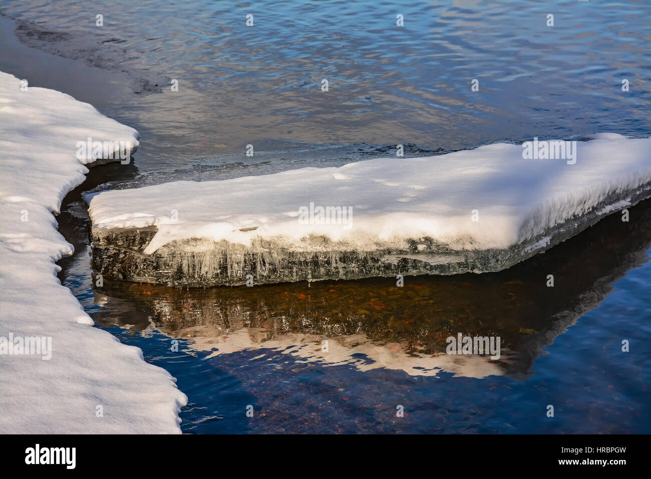The reflection of the sky in cold water Stock Photo - Alamy