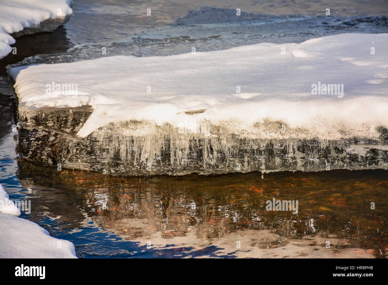The reflection of the sky in cold water Stock Photo - Alamy