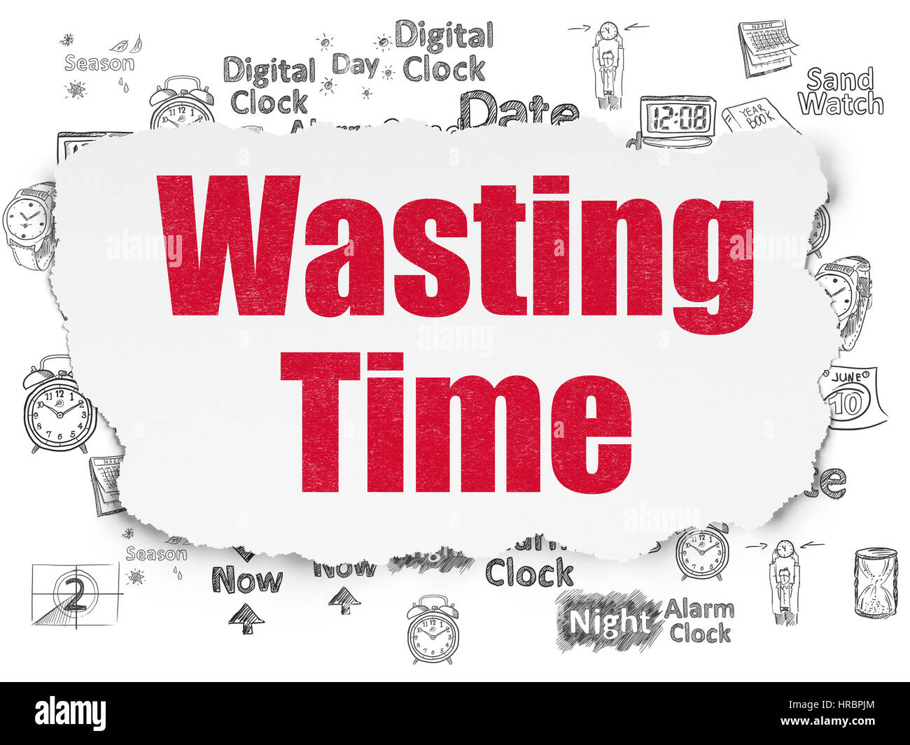 Time concept: Wasting Time on Torn Paper background Stock Photo - Alamy