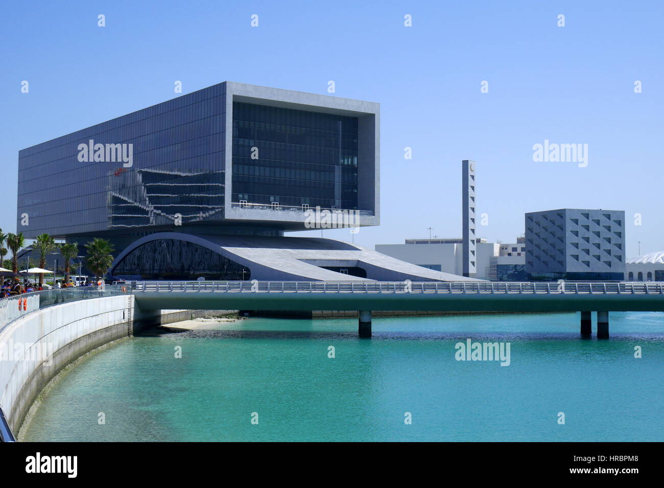 The cuboid Arcapita Building, with the East Park Mosque behind, Bahrain ...