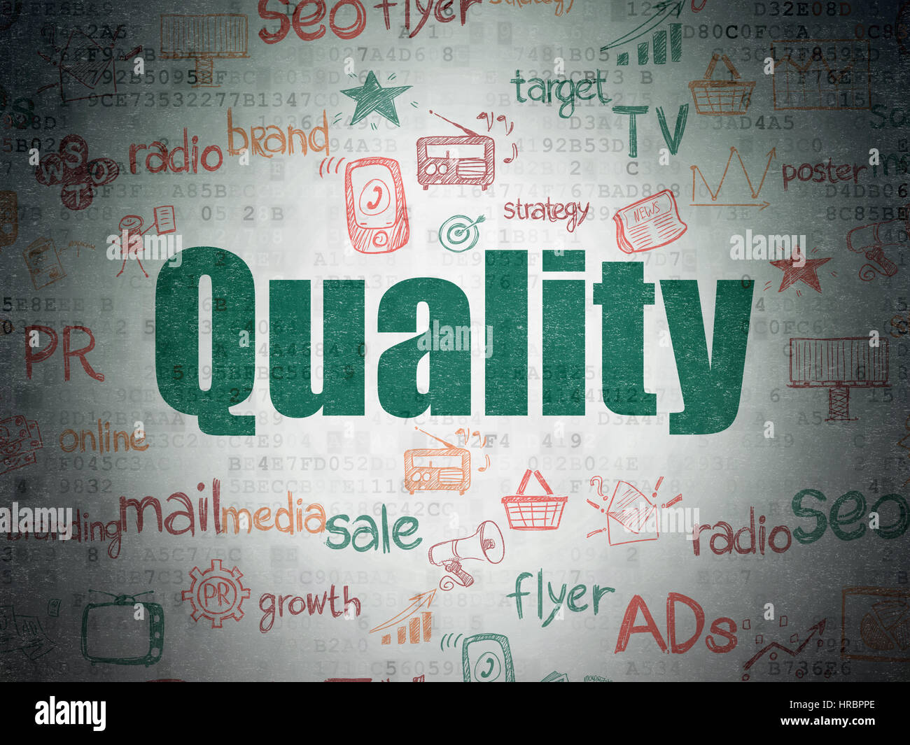 Marketing concept: Quality on Digital Data Paper background Stock Photo ...