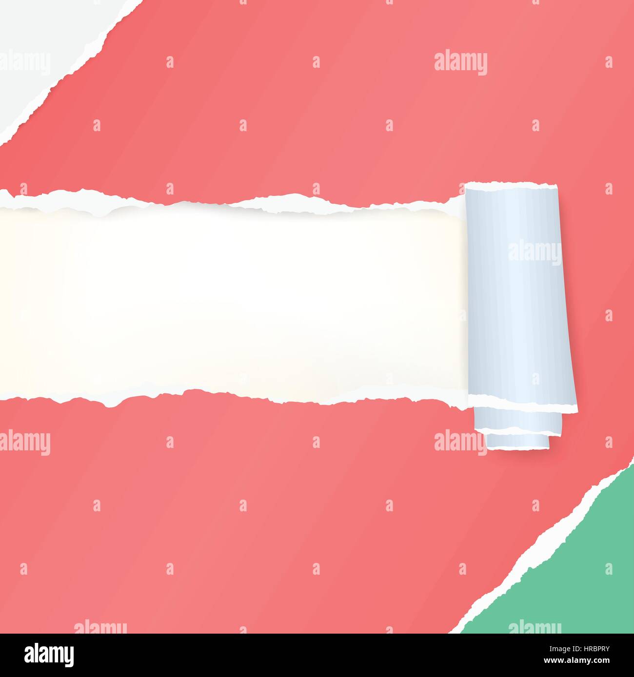 Rolled and ripped red notebook sheet, torn paper in corners Stock ...