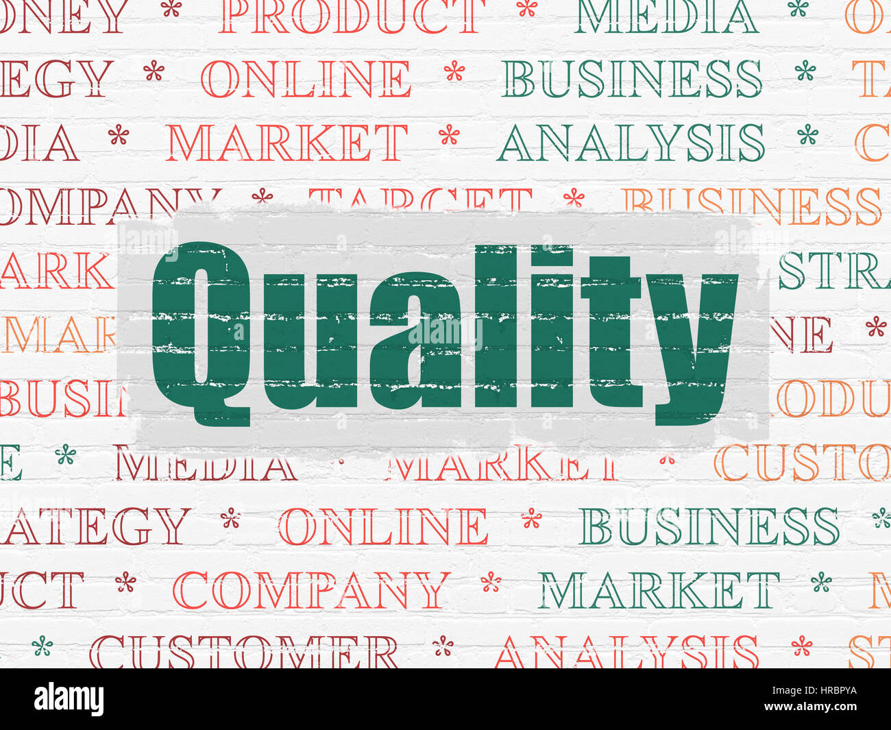 Marketing concept: Quality on wall background Stock Photo - Alamy