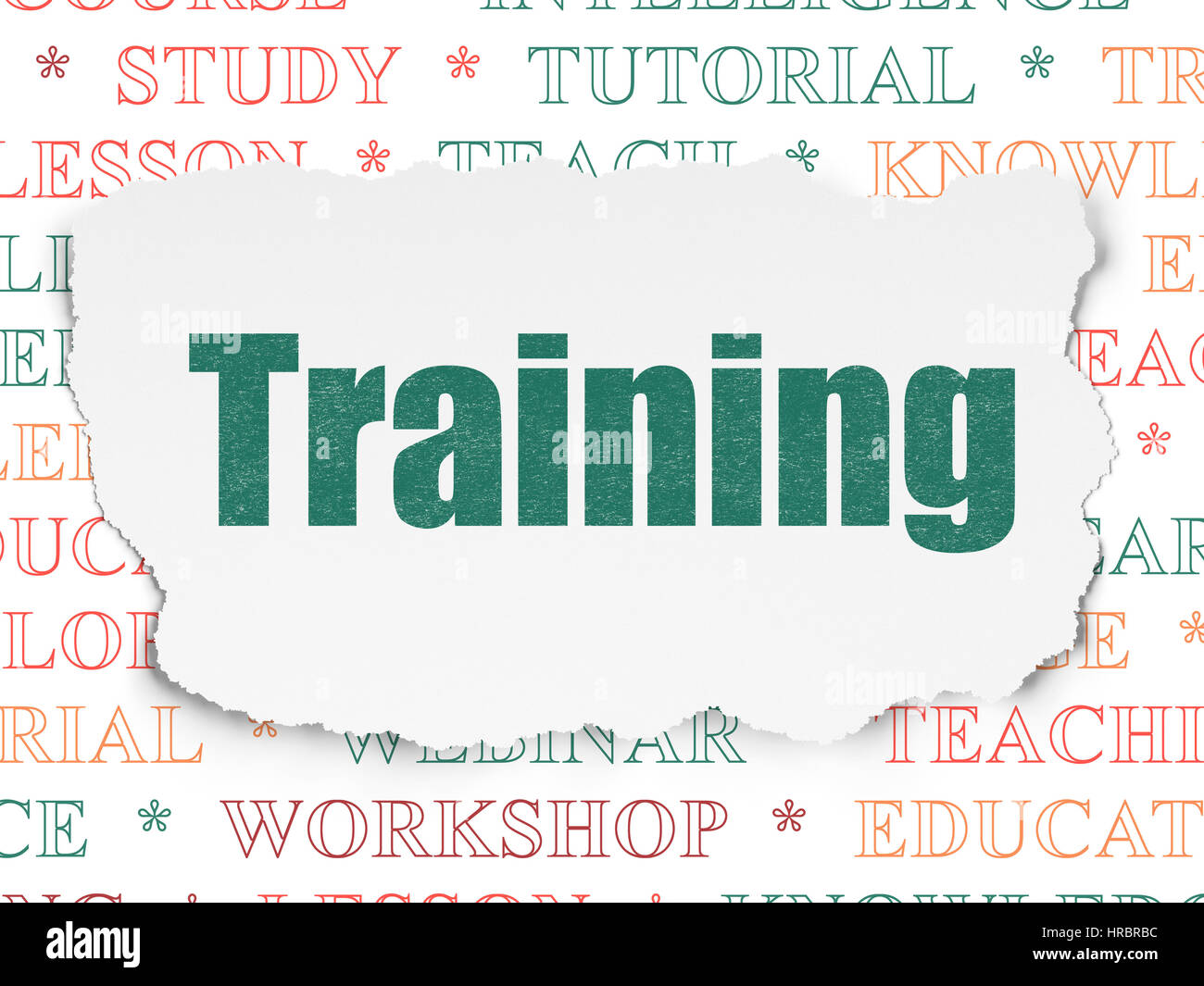 Studying concept: Training on Torn Paper background Stock Photo - Alamy