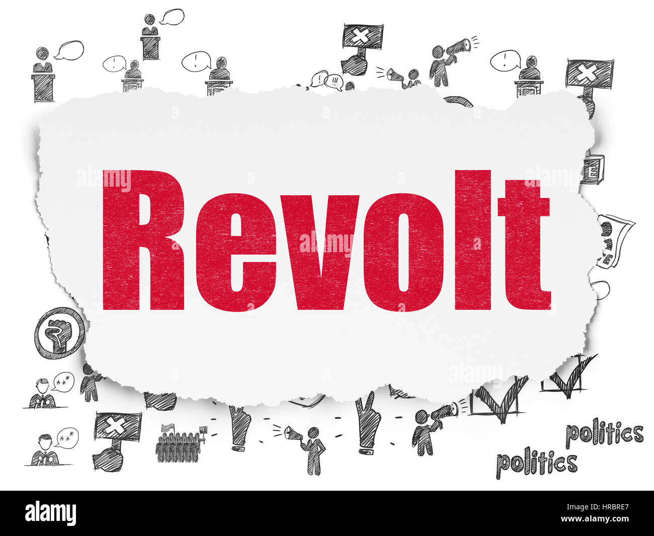 Politics concept: Revolt on Torn Paper background Stock Photo - Alamy