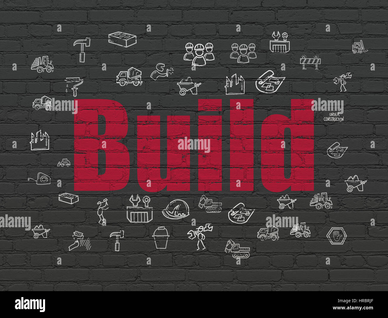 Building construction concept: Build on wall background Stock Photo - Alamy