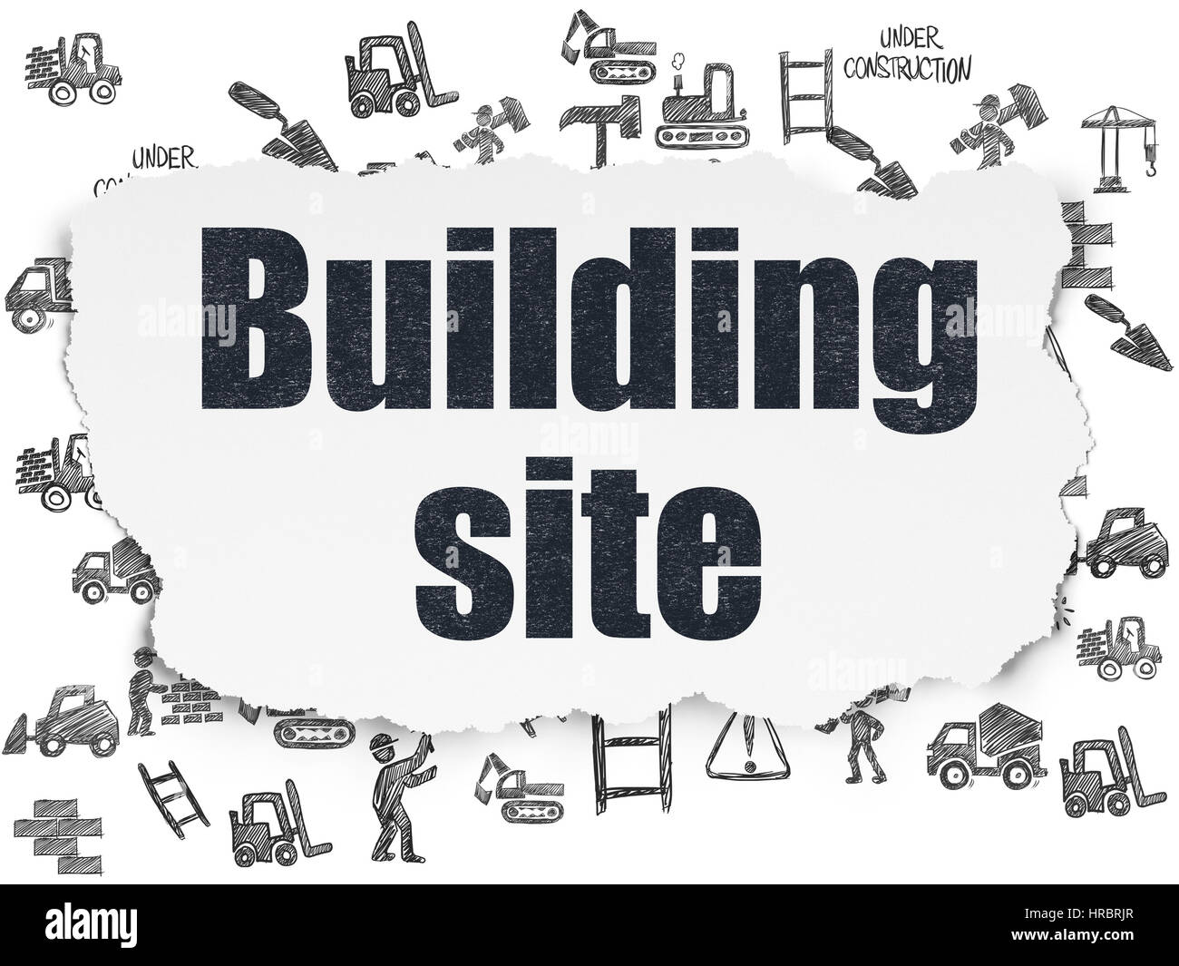 Building construction concept: Building Site on Torn Paper background ...