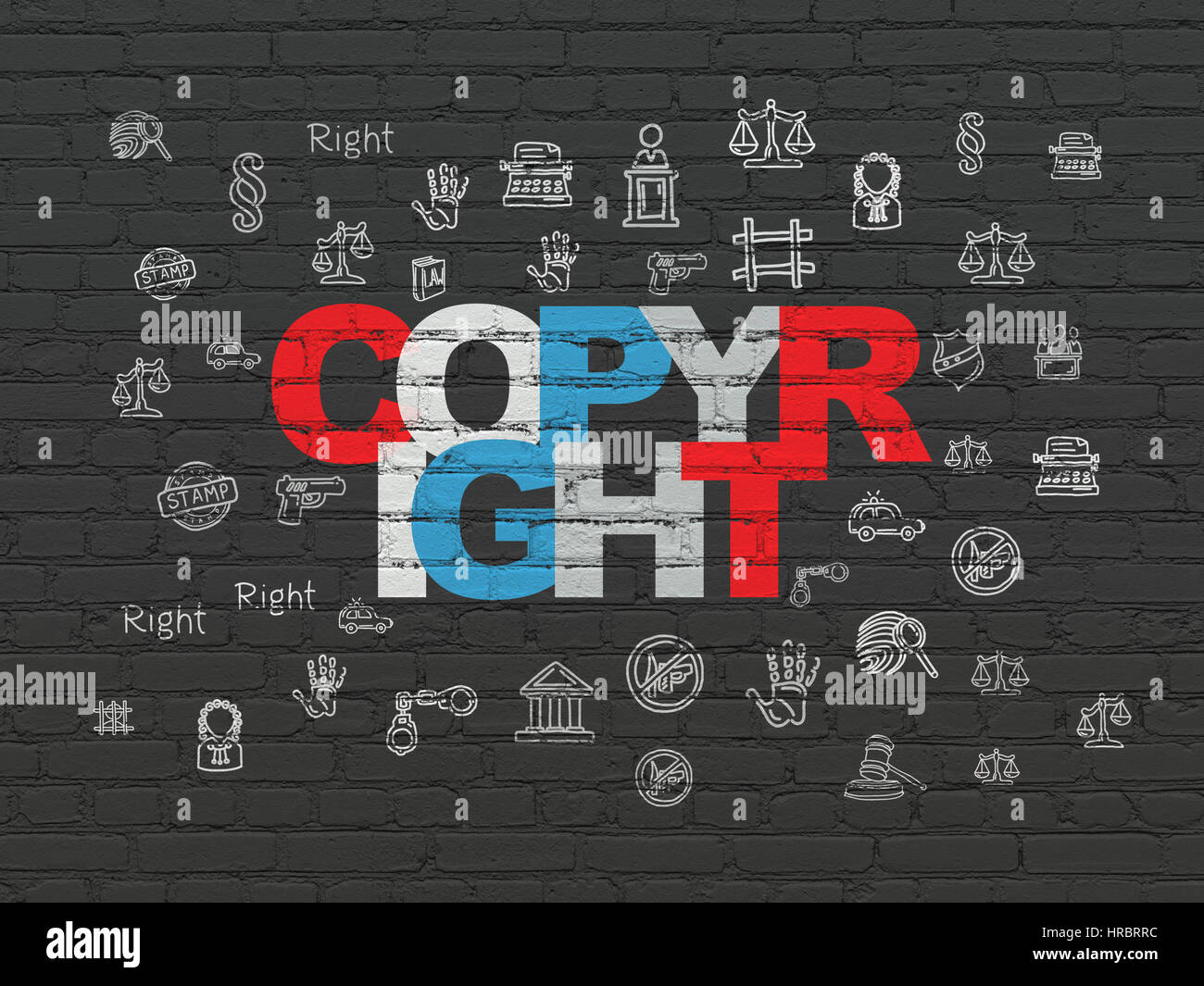 Law concept: Copyright on wall background Stock Photo - Alamy
