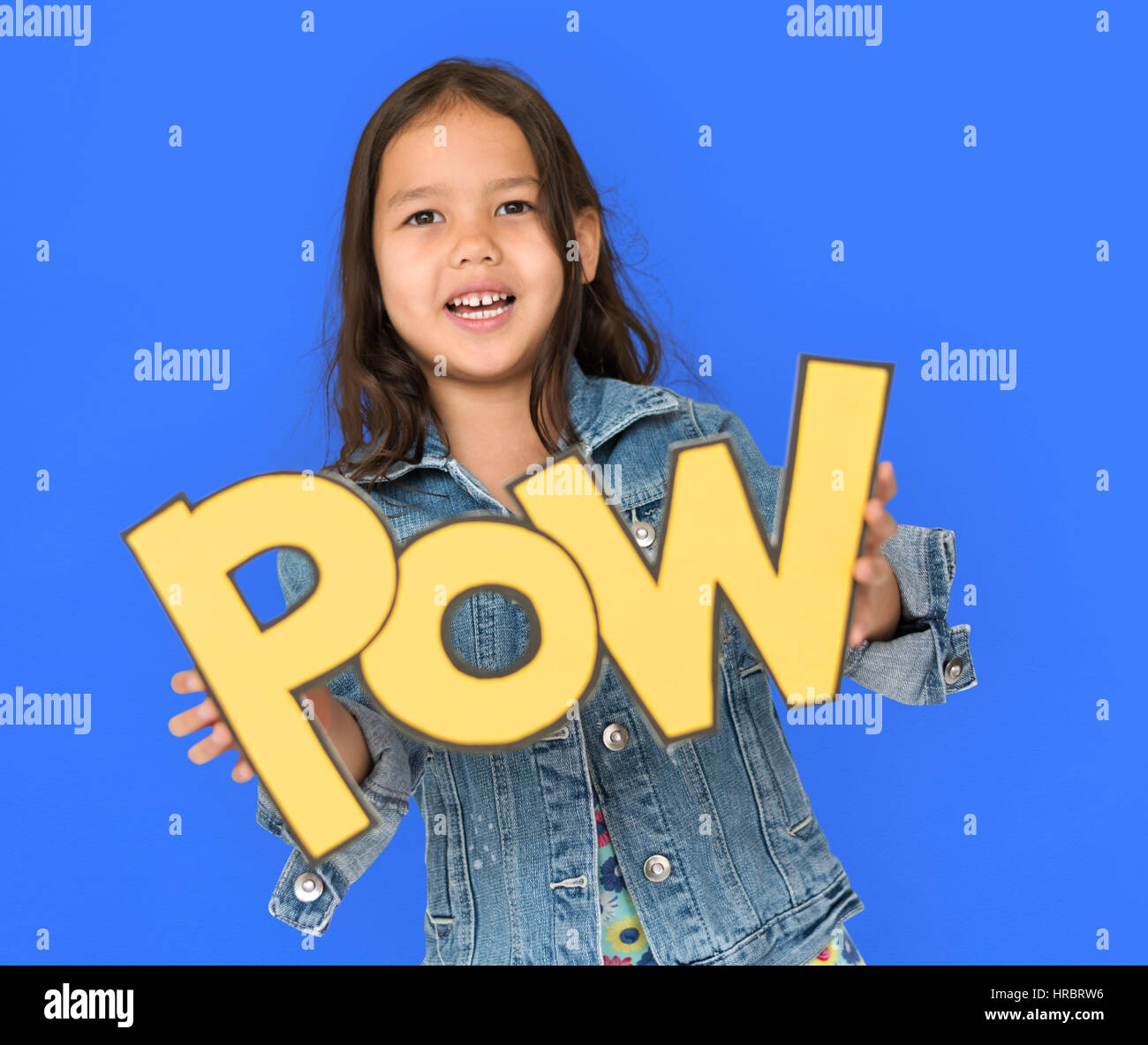 Little Girl Holding Papercraft Pow Stock Photo - Alamy