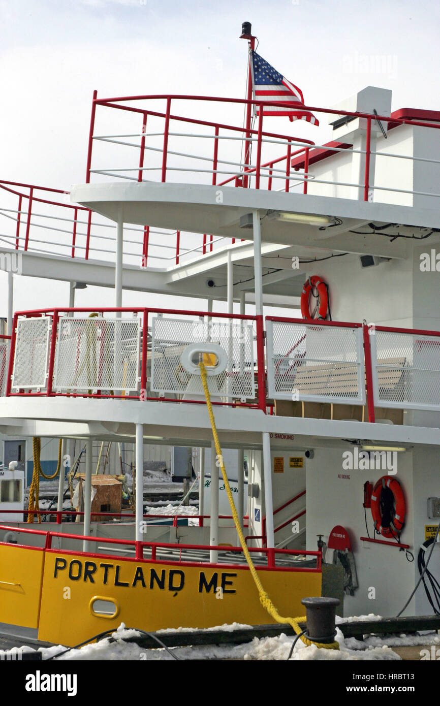 Casco Bay Ferry Portland Harbor winter ice Portland Maine New England ...
