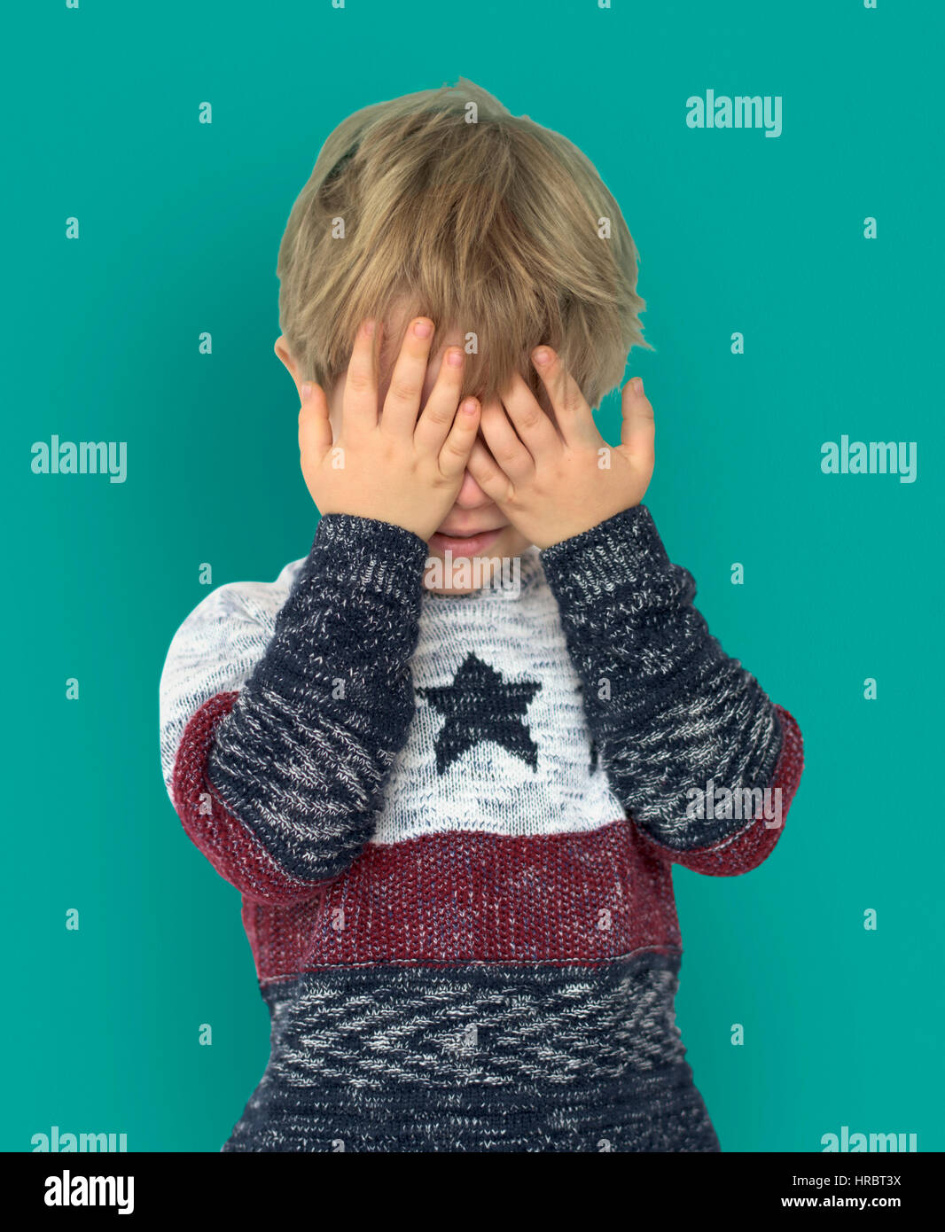 LIttle Boy Sad Depress Crying Fail Cover Face Stock Photo - Alamy