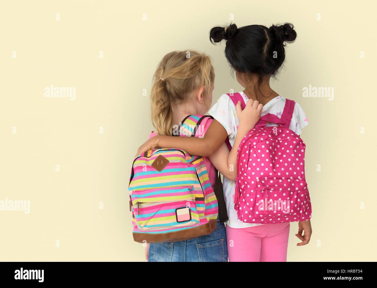Little Girl Children Rear View Friendship Togetherness Stock Photo - Alamy