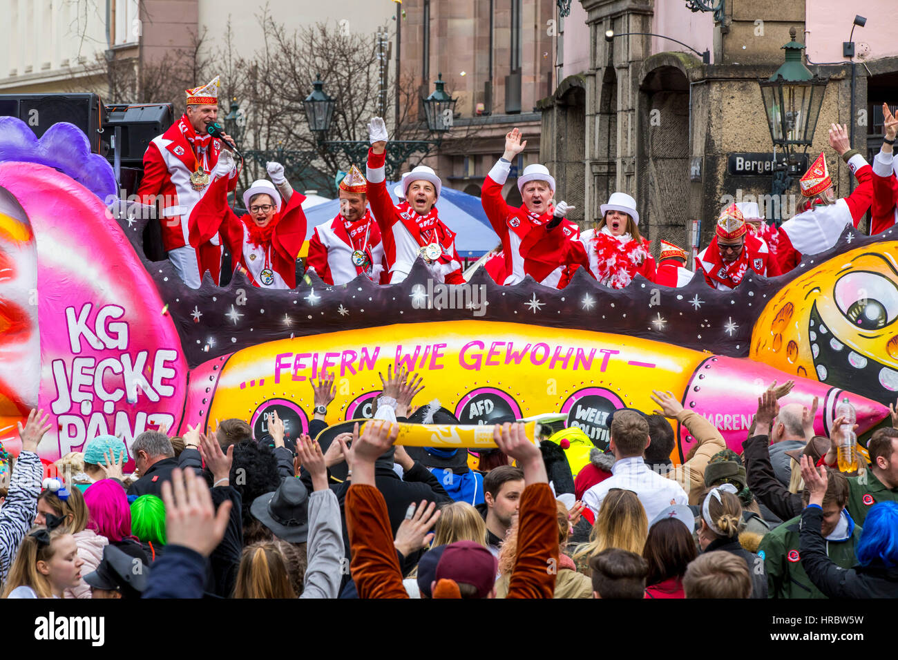 German Carnival parade in DŸsseldorf, Carnival floats designed as ...