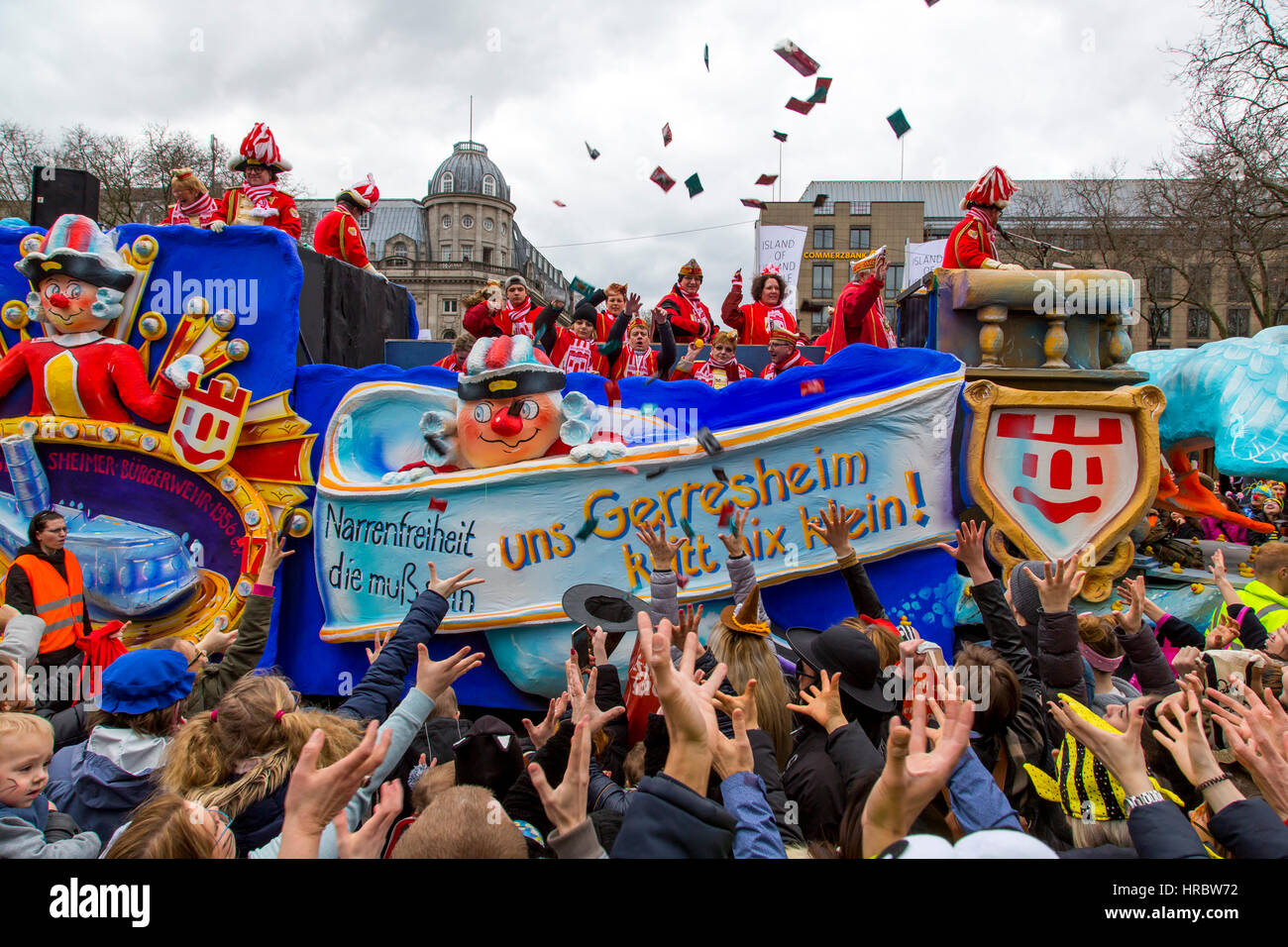 German Carnival parade in DŸsseldorf, Carnival floats designed as ...
