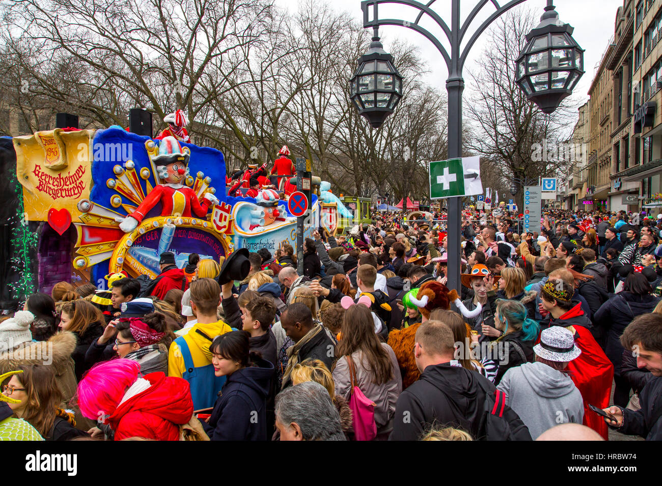 German Carnival parade in DŸsseldorf, Carnival floats designed as ...