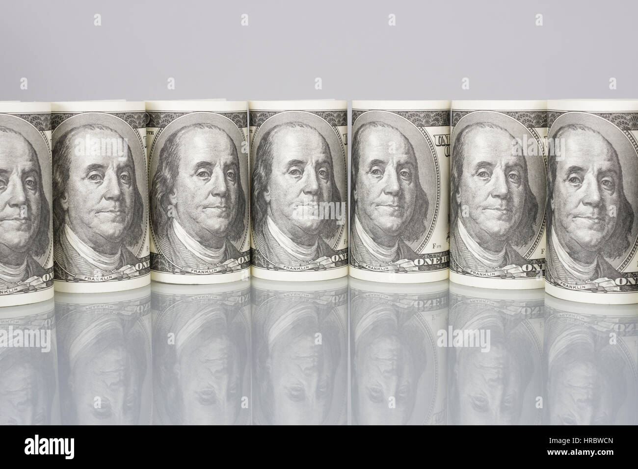 Benjamin Franklin's face on a US $100 / One Hundred Dollar banknote ...