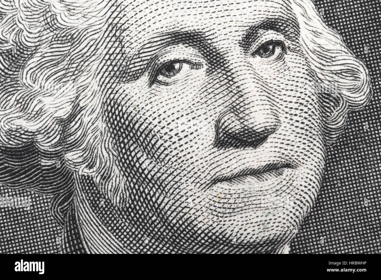 Macro-photo of George Washington's face on US $1 / one dollar bill ...