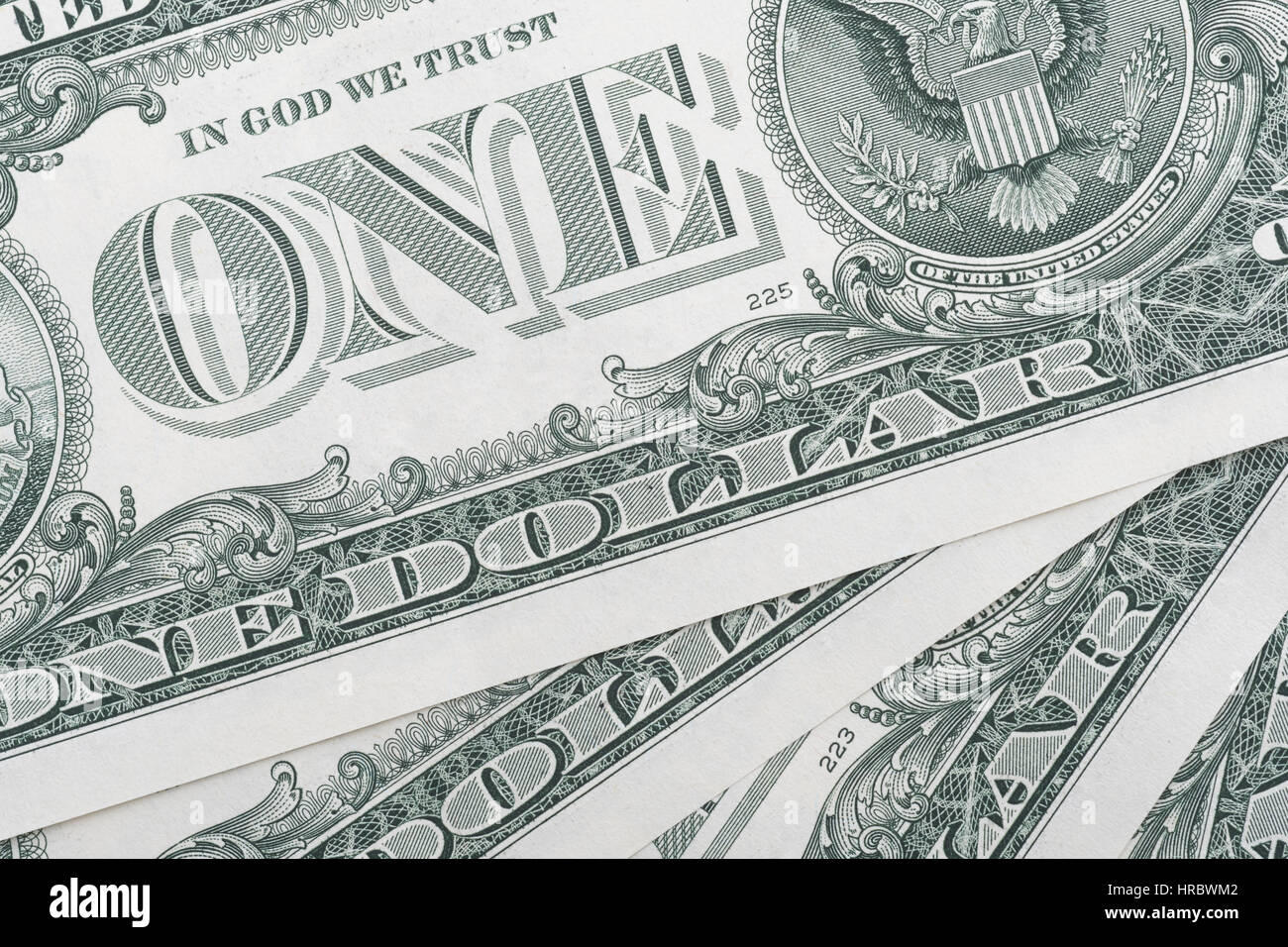Ultra close up / macro photo of details on a US $1 / One Dollar bill ...