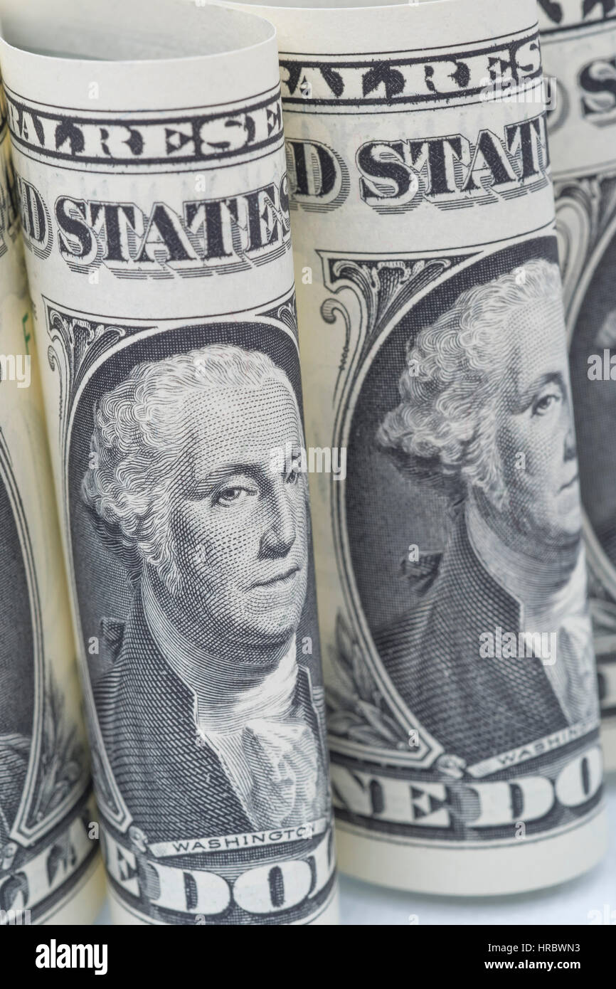 Macro-photo of George Washington's face on US $1 / one dollar bill ...