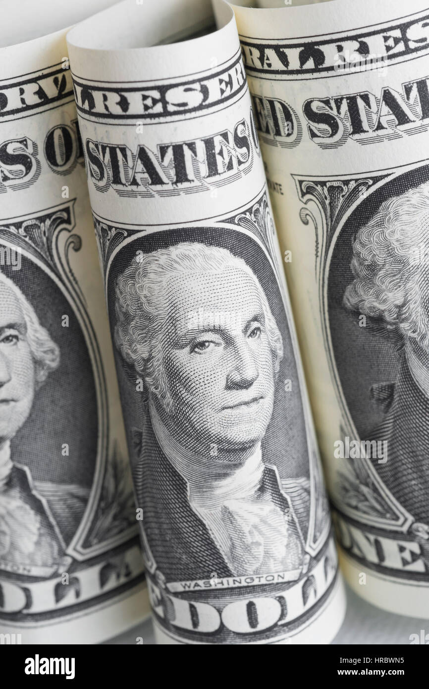 Macro-photo of George Washington's face on US $1 / one dollar bill ...