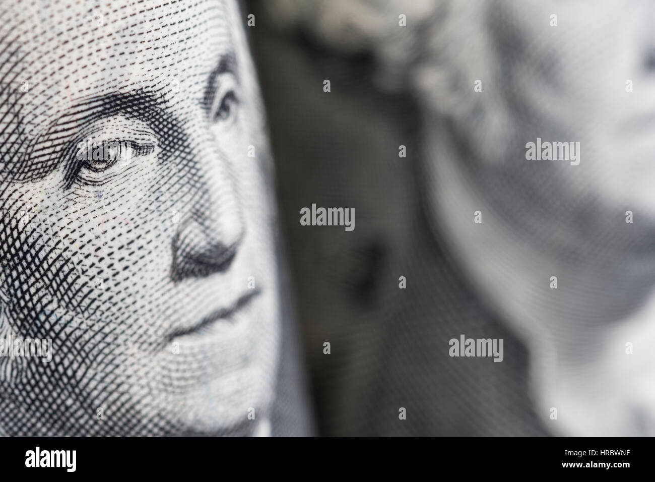 Macro-photo of George Washington's face on US $1 / one dollar bill ...